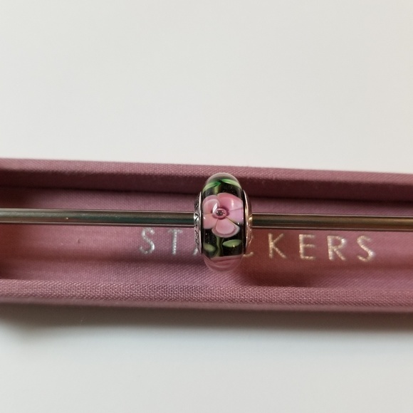 Pandora | Jewelry | Pandora Black And Pink Flowers Murano Charm | Poshmark